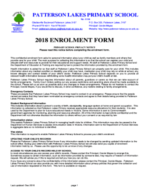 Fillable Online 2018 ENROLMENT FORM Fax Email Print - pdfFiller