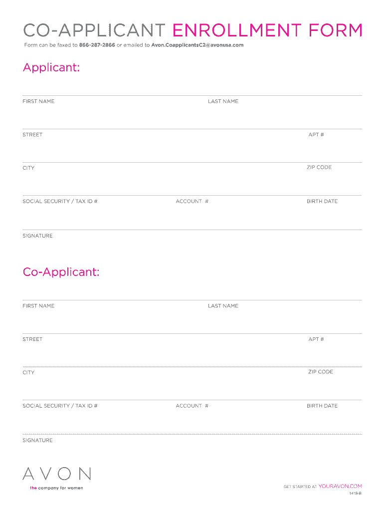 Fillable Online CO-APPLICANT ENROLLMENT FORM Fax Email Print - pdfFiller