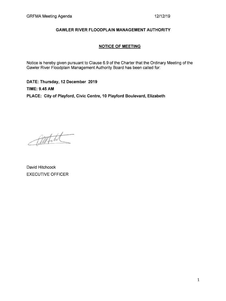 Fillable Online GAWLER RIVER FLOODPLAIN MANAGEMENT AUTHORITY Fax Email ...