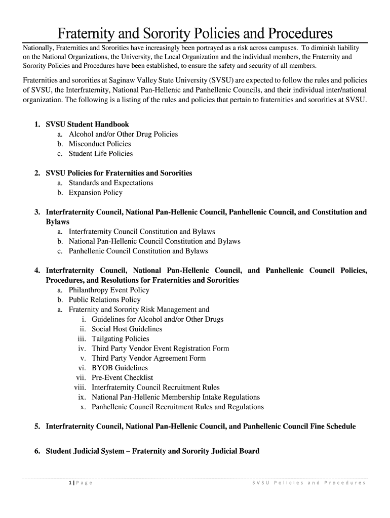 Fillable Online List of fraternities and sororities at the University ...