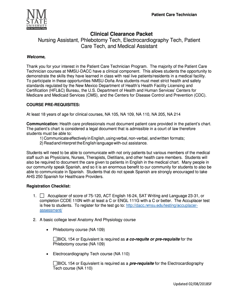 Fillable Online Patient Care Technician - PCT - A Plus Healthcare ...