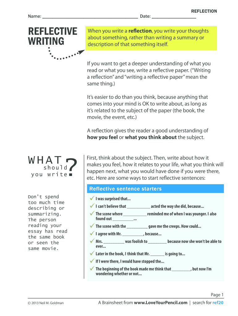 Fillable Online Reflective Essay Writing: Guide to Make a Successful ...
