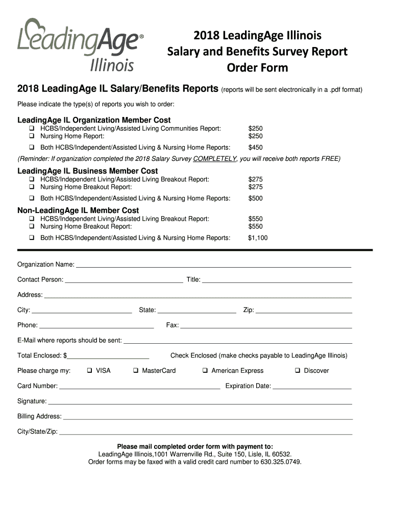 Fillable Online 2018 LeadingAge Illinois Salary and Benefits Survey ...