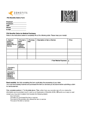 Fillable Online FSA Benefits Claims Form Employer ... Fax Email Print ...