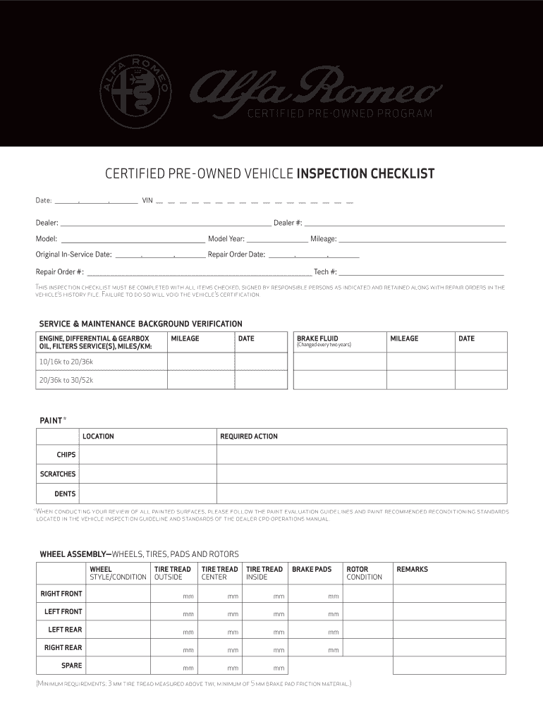Bmw Cpo Checklist - Fill Online, Printable, Fillable, Blank | pdfFiller