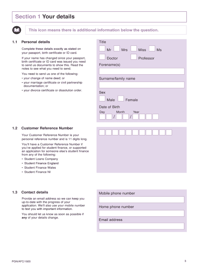 Fillable Online Postgraduate forms - Student Finance NI Fax Email Print - pdfFiller