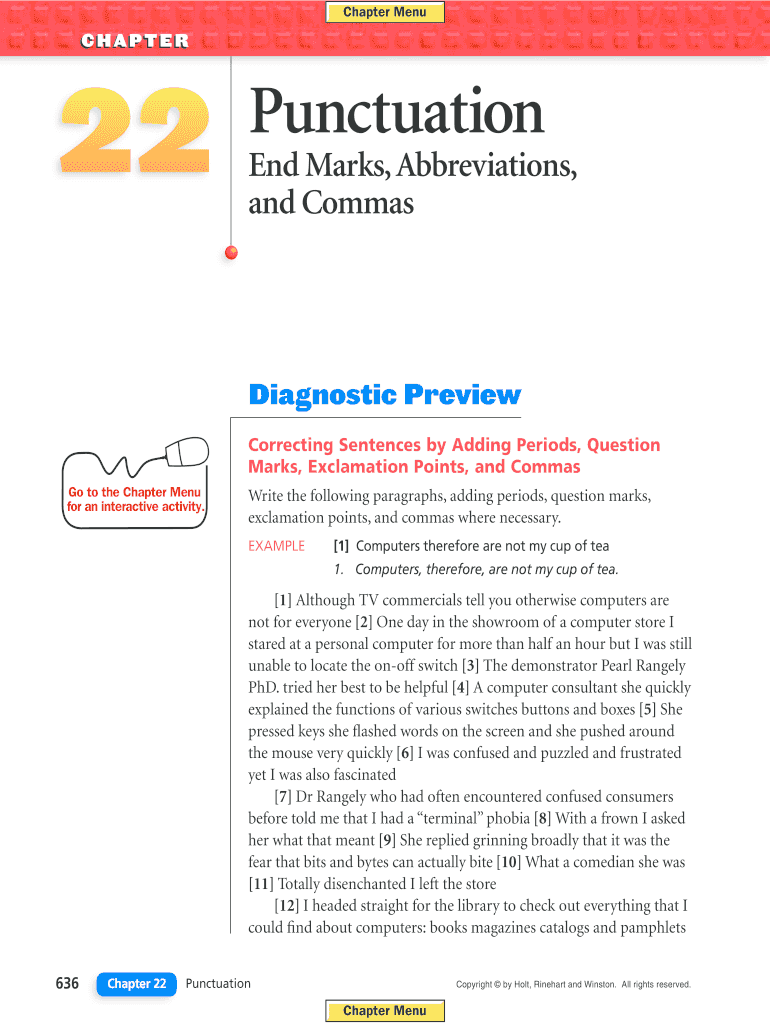 Fillable Online Punctuation: Period, Question Mark, Exclamation Mark ...