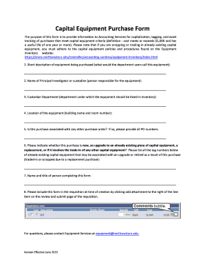 Fillable Online Capital Equipment Purchase Form03.06.12 Fax Email Print ...