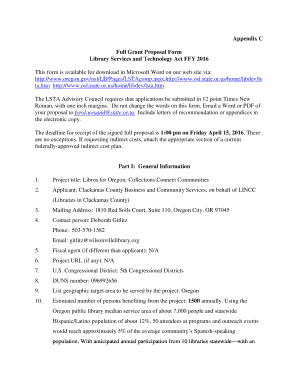 Fillable Online Appendix C Full Grant Proposal Form Library Services ...