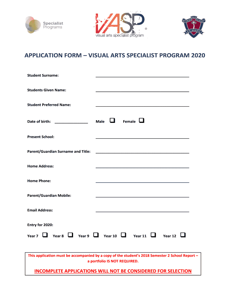 Fillable Online Gifted Visual Arts Program Application - Virginia Beach ...