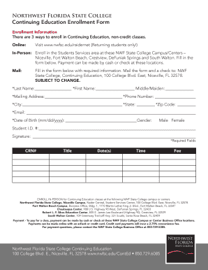 Fillable Online Continuing Education Enrollment Form Fax Email Print ...