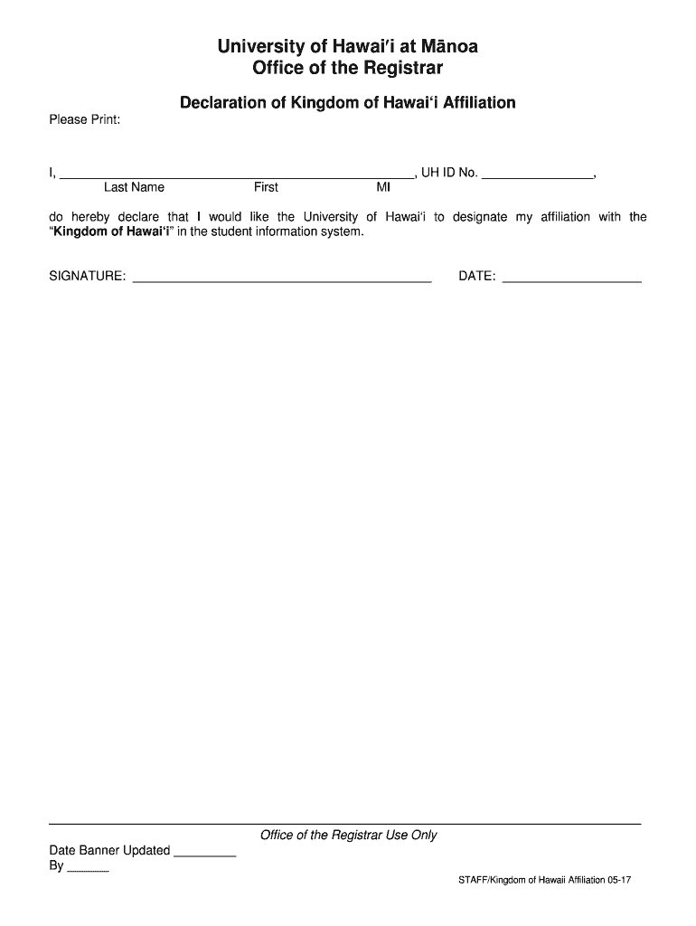 Fillable Online manoa hawaii UH Manoa Office of the Registrar: Academic ...