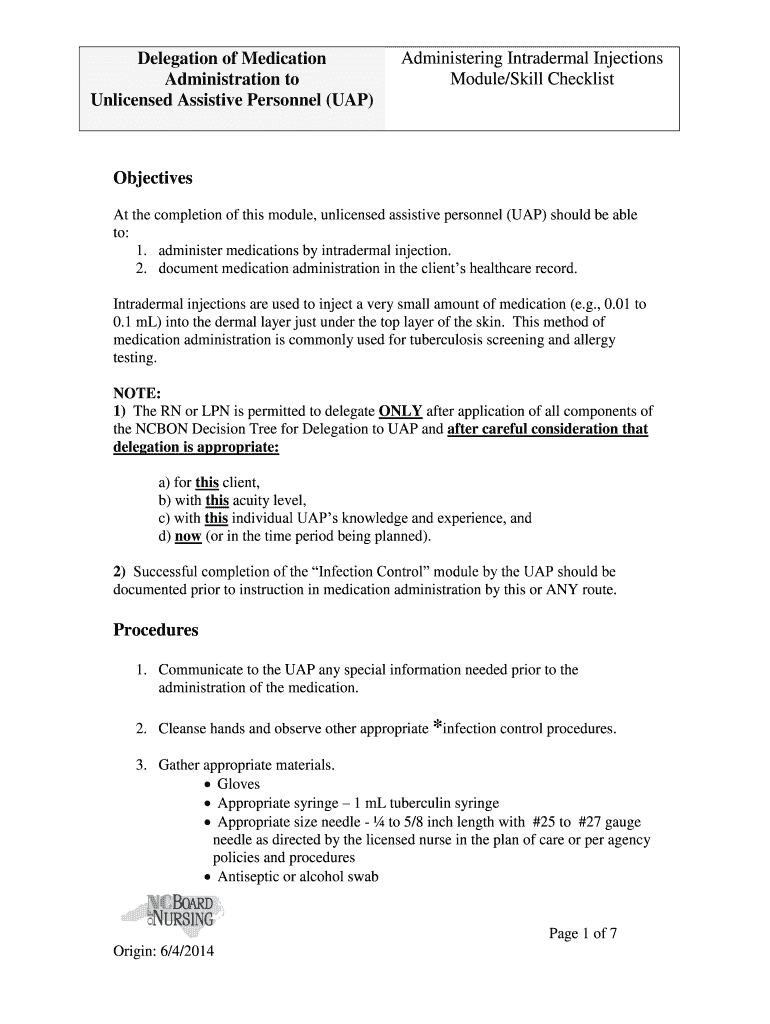 Fillable Online Delegation of Medication Administration to Unlicensed ...