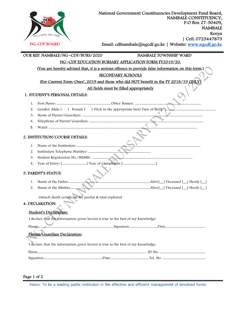 Fillable Online HomeNational Government Constituencies Development ...