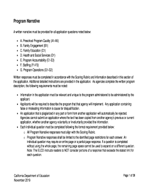 Fillable Online Form-19. Program narrative for the California State ...