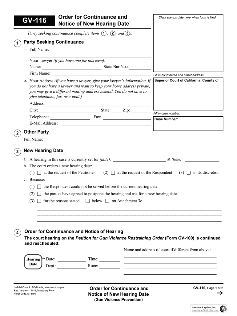 Fillable Online Order for Continuance and Fax Email Print - pdfFiller