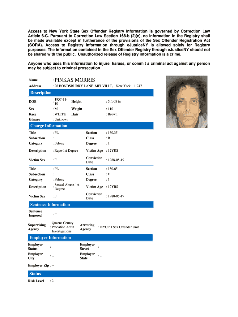 Fillable Online Sex Offender Registration ActSection 168-ANY State Law ...