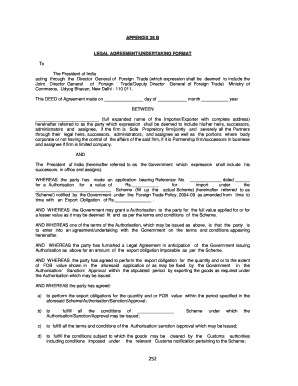 Fillable Online APPENDIX 25 B (Legal Agreement-Undertaking Format ...