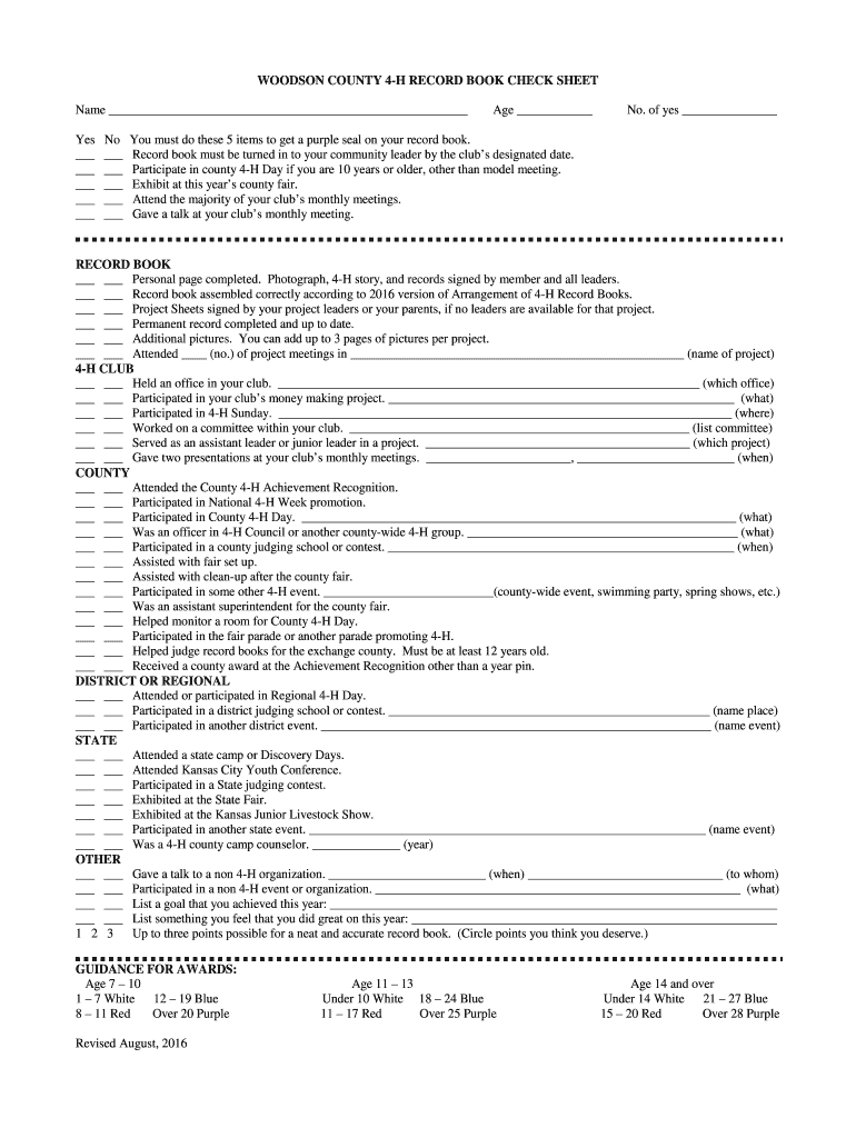 Fillable Online 4-H Forms - Woodson County Extension Office - Kansas ...
