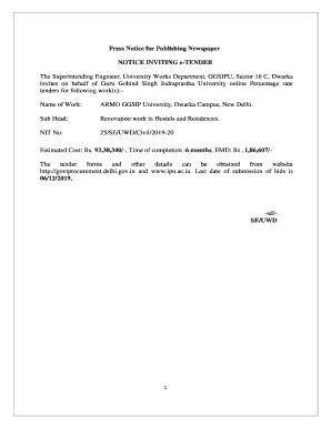 Fillable Online The Superintending Engineer, University Works ...