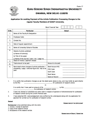 Fillable Online Forms - Guru Gobind Singh Indraprastha University Fax ...