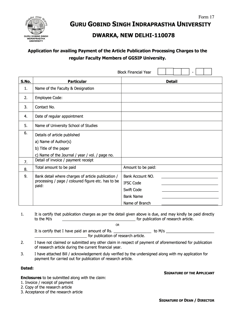 Fillable Online Forms - Guru Gobind Singh Indraprastha University Fax Email Print - pdfFiller