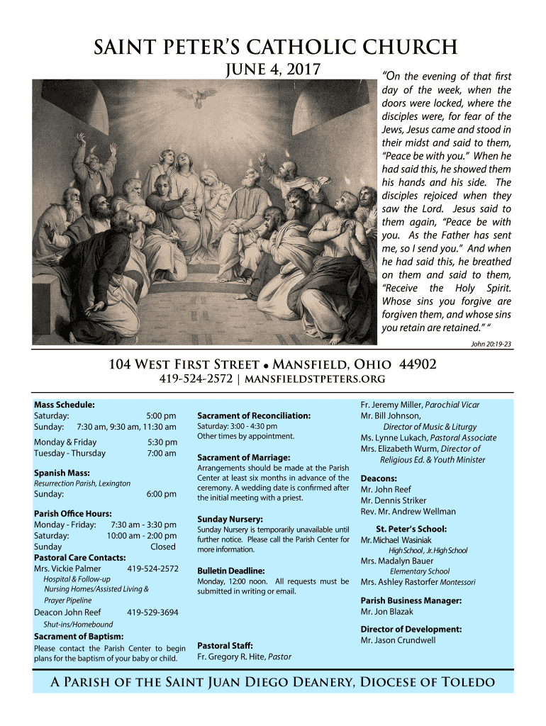 Fillable Online St. Peter Church 88 Central St. P.O. Box 565 Farmington ...