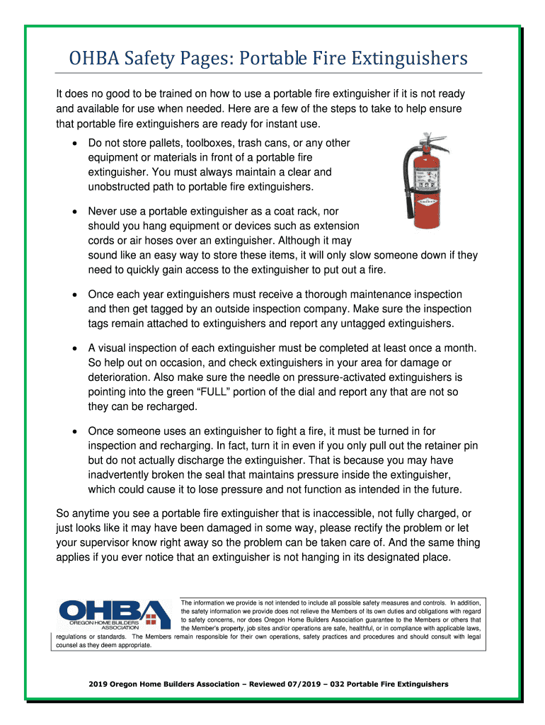 Fillable Online Fire Extinguisher Inspection and Accessibility Free ...