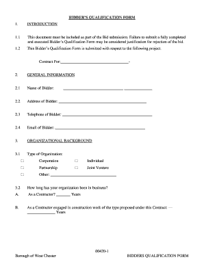 Fillable Online bidder's qualification form - BidNet Fax Email Print ...