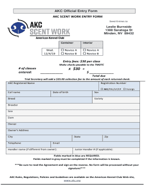 Fillable Online AKC Official Entry Form Fax Email Print - pdfFiller