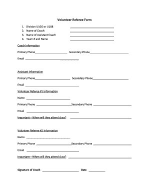 Fillable Online Volunteer Referee Form Fax Email Print - pdfFiller