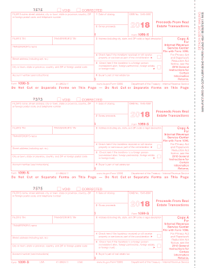 Fillable Online Form 1099-S 2018 Proceeds From Real Estate Transactions ...