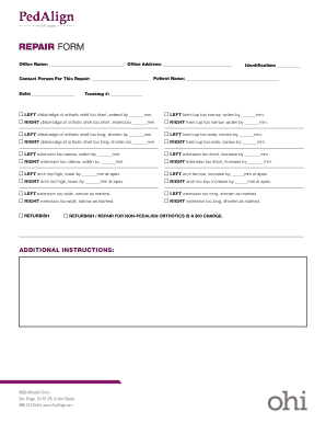 Fillable Online repair form - PedAlign Fax Email Print - pdfFiller