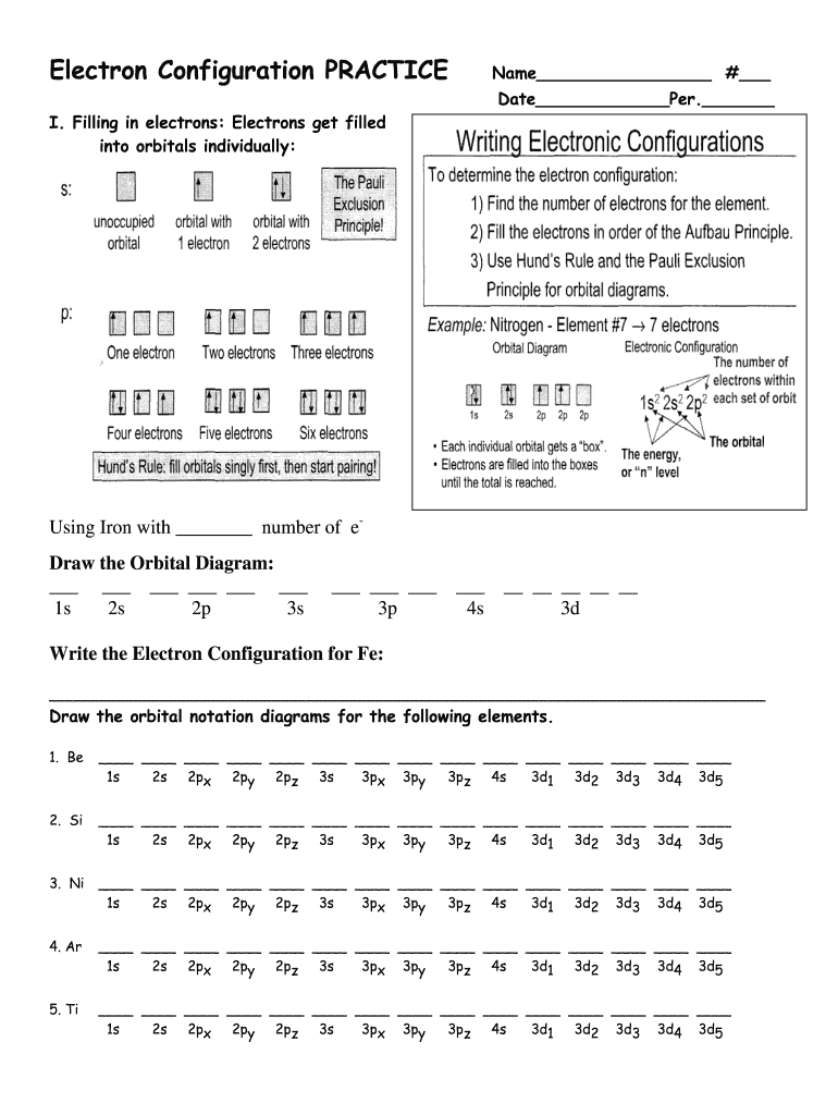 Fillable Online electron configuration practice worksheet Fax Email ...