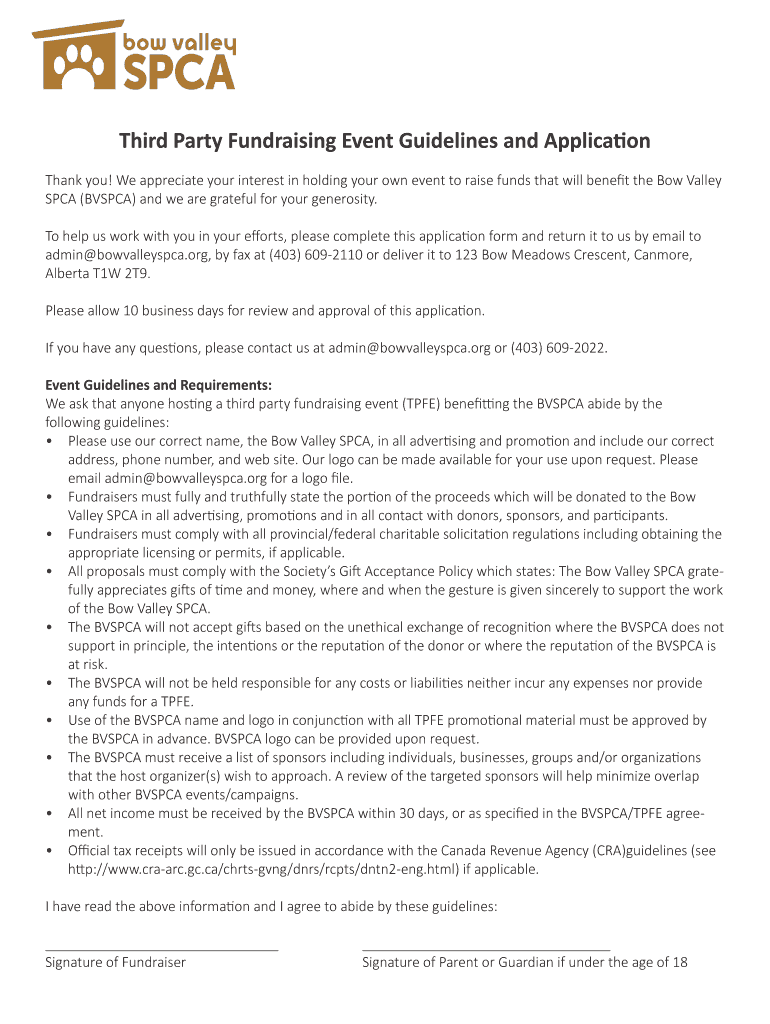 Fillable Online Third Party Fundraising Event Guidelines and ...