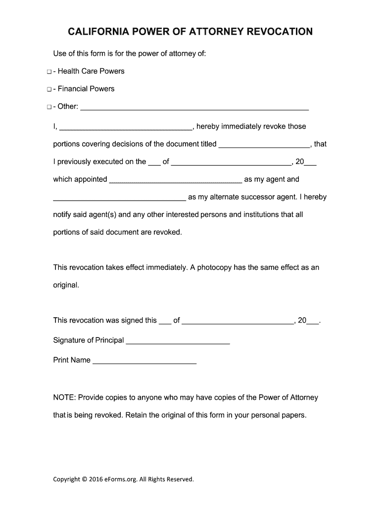 Fillable Online Free California Power Of Attorney FormsPDF Templates ...