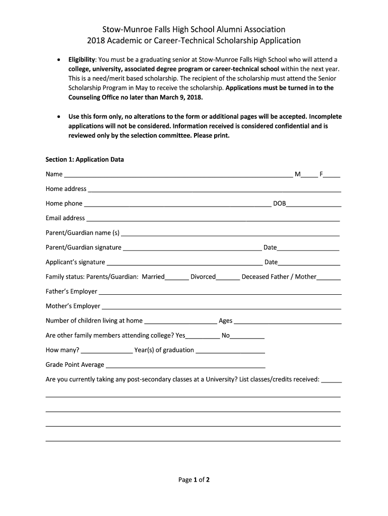 Fillable Online Stow-Munroe Falls High School Student Body - US News ...