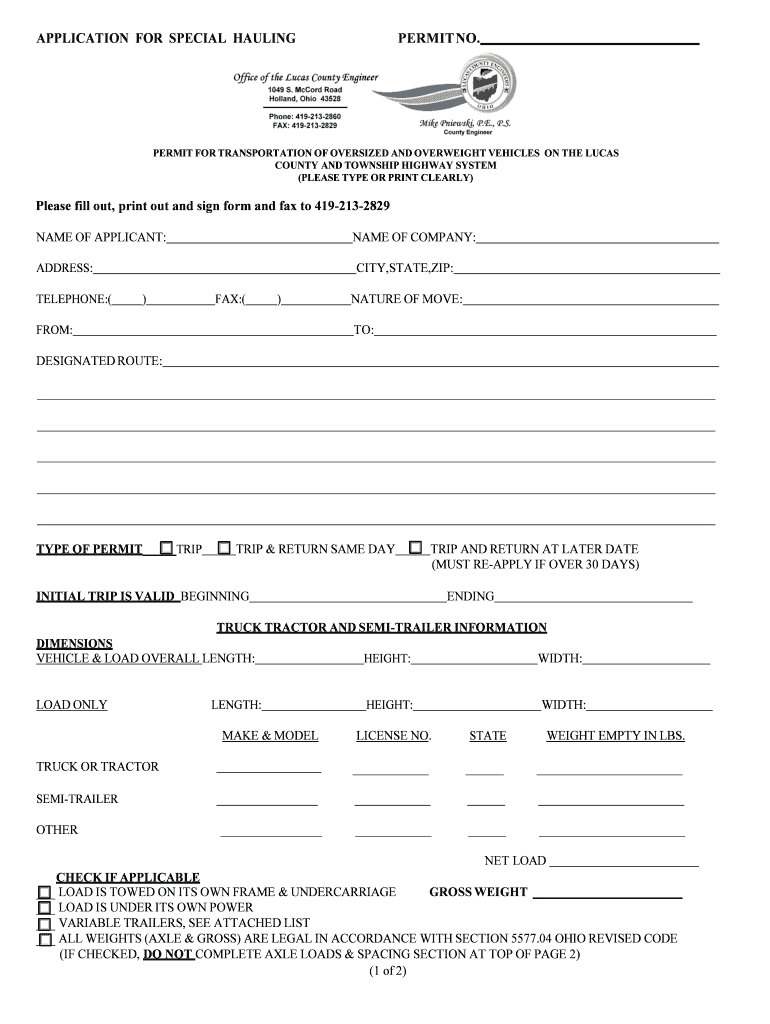 Fillable Online ODOT Operational Guide for Oversize/Overweight Vehicle ... Fax Email Print ...