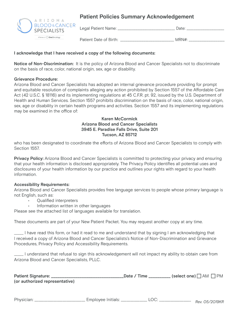 Fillable Online TREATMENT AND PAYMENT ACKNOWLEDGMENT/CONSENT Patient ...