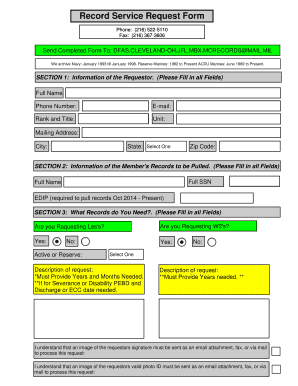 Fillable Online Record Service Request Form - Dfas Fax Email Print ...