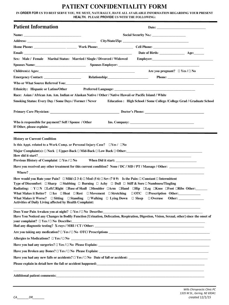 Fillable Online PATIENT CONFIDENTIALITY FORM - Vortala Fax Email Print ...