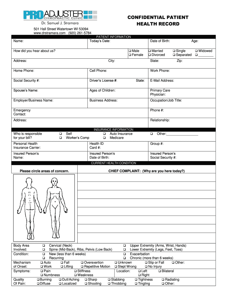 Fillable Online CONFIDENTIAL PATIENT HEALTH RECORD - Vortala Fax Email Print - pdfFiller