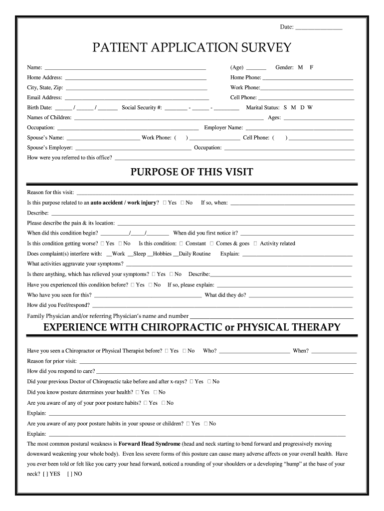 Fillable Online PATIENT APPLICATION SURVEY - Vortala Fax Email Print - pdfFiller