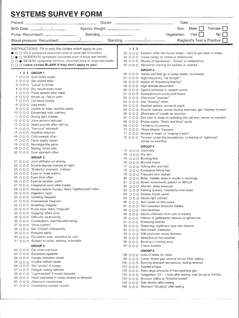 Systems Survey Form - Blank Fillable Template | Fill Out, Print ...