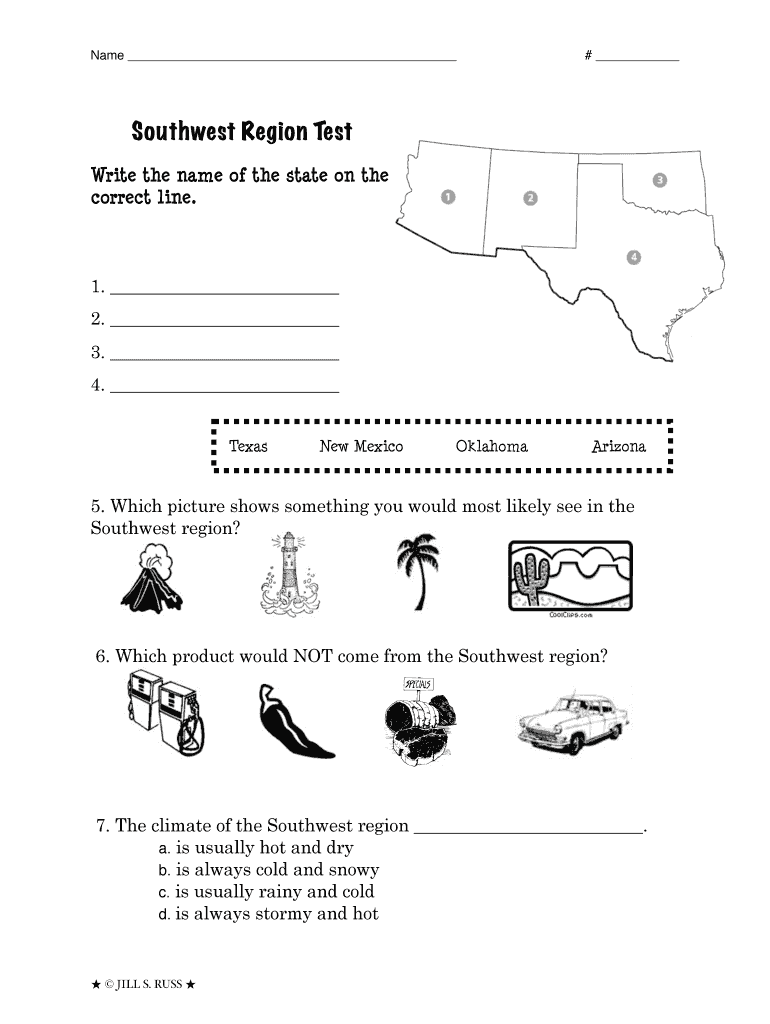 Southwest States And Capitals - Fill Online, Printable, Fillable, Blank ...