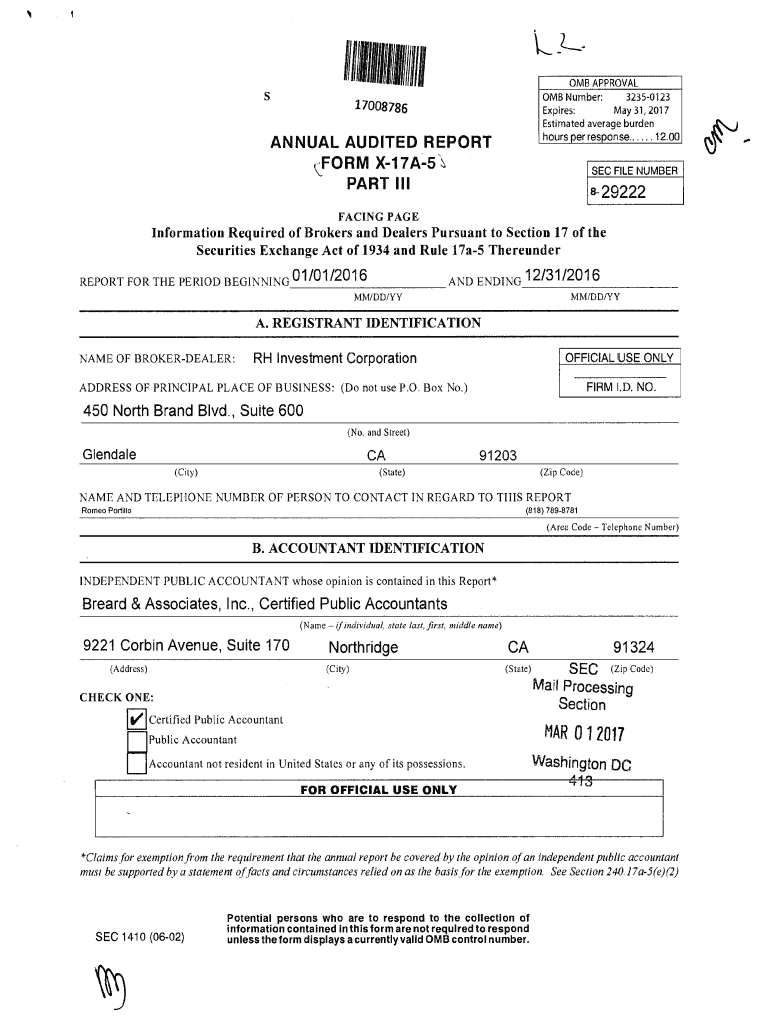 Fillable Online FORM X-17A-5' Fax Email Print - pdfFiller