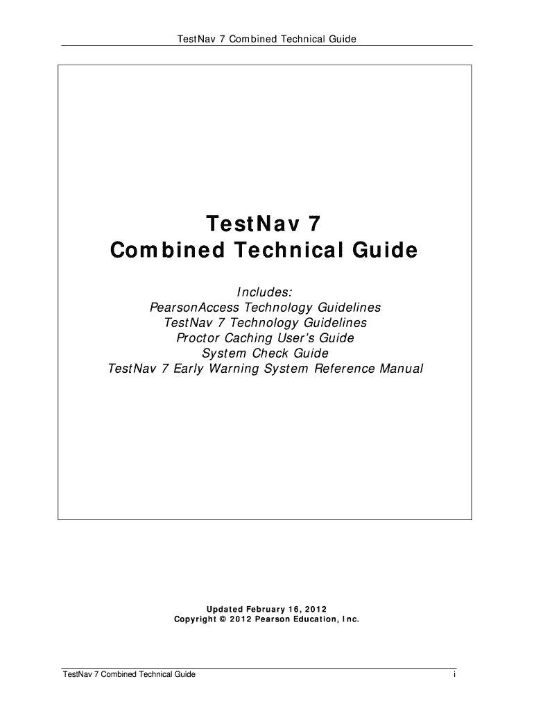 Fillable Online TestNav 7 Combined Technical Guide. TestNav 7 Combined ...