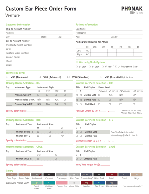 Fillable Online Phonak Nano Order Form - Fill Online, Printable ...