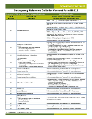 Fillable Online tax vermont Discrepancy Reference Guide for Vermont ...