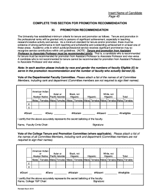 Fillable Online COMPLETE THIS SECTION FOR PROMOTION RECOMMENDATION Fax ...